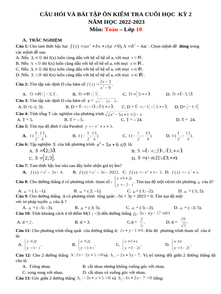 DE-CUONG-TOAN-10_CK2_22-23 | PDF