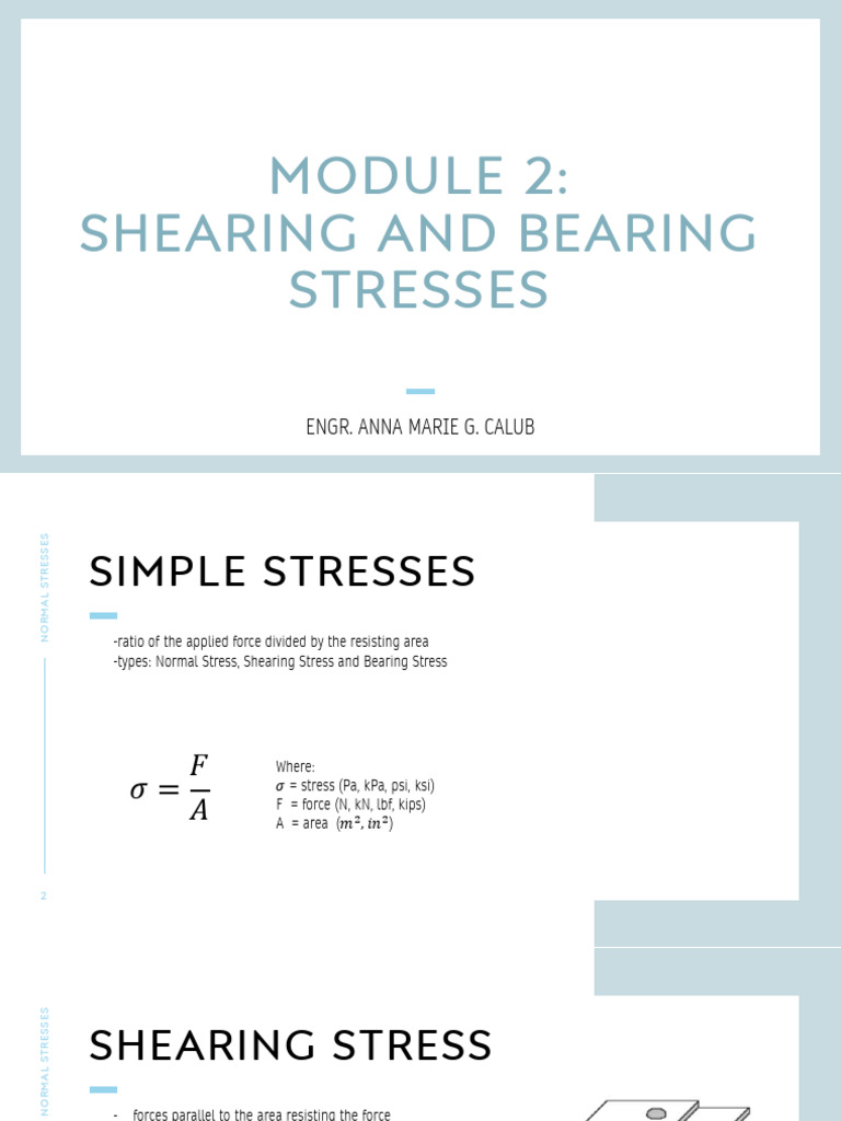 Shearing and Bearing Stress | PDF | Stress (Mechanics) | Strength Of ...