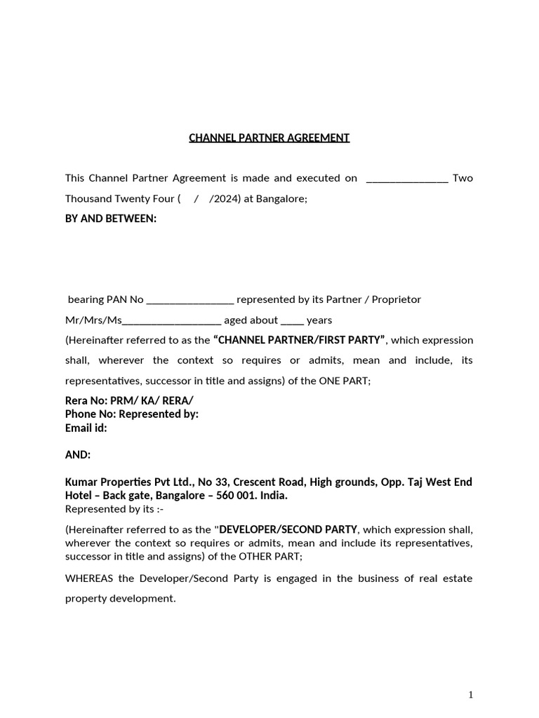 Revised CP Agreement 2024 - Kumar Corp. | PDF | Registered Mail | Common Law