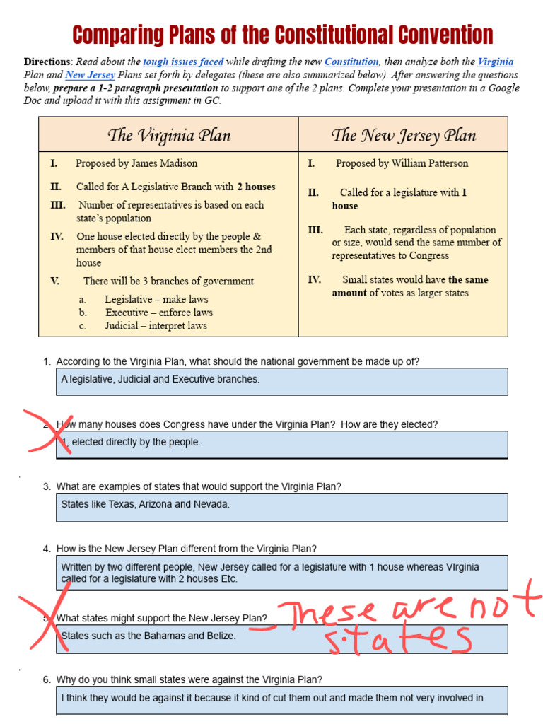 Comparing Plans of the Constitutional Convention | PDF | Legislature ...