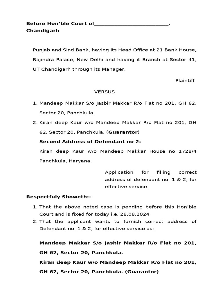 application of correct address | PDF | Affidavit | Legal Procedure