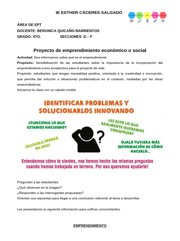 Proyecto de Emprendimiento Ept 2022 | PDF | Iniciativa empresarial | Economias
