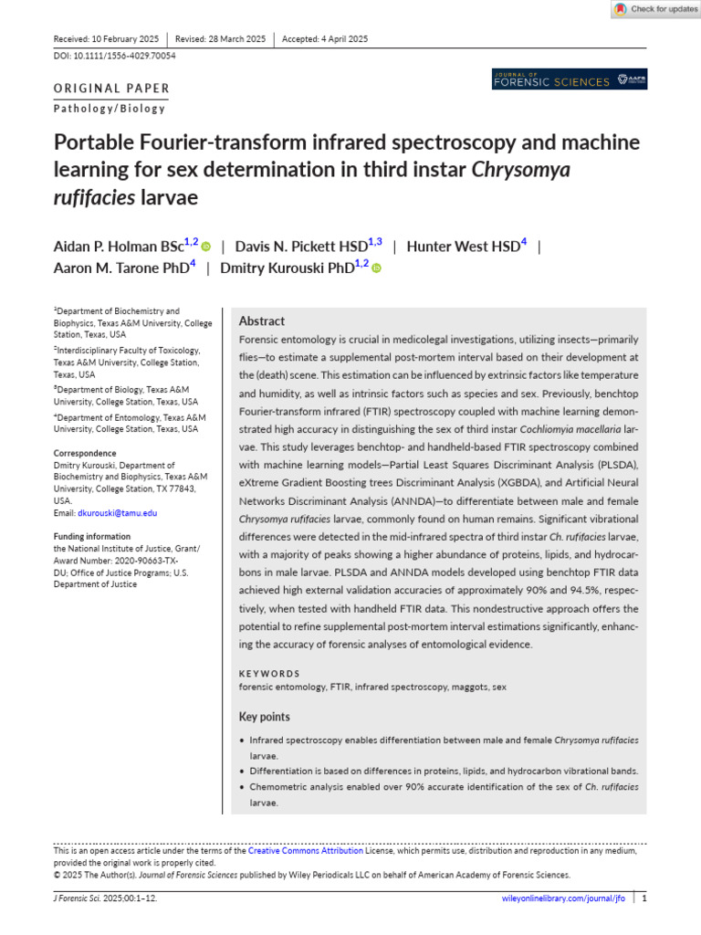 Journal of Forensic Sciences - 2025 - Holman - Portable Fourier ...