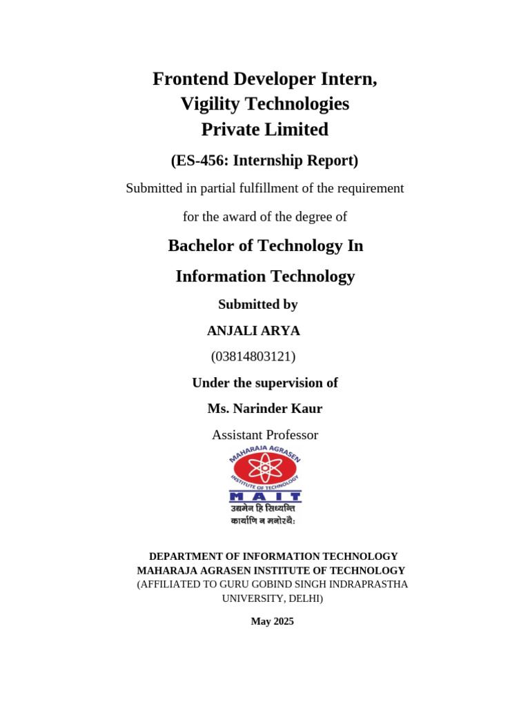 Frontend Developer Intern, Anjali | PDF | Databases | Artificial Intelligence