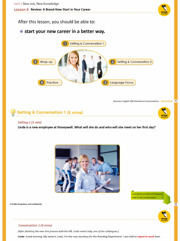 6、第一单元 新工作 第六课 职业生涯新起点 a Brand-new Start in Your Career | PDF