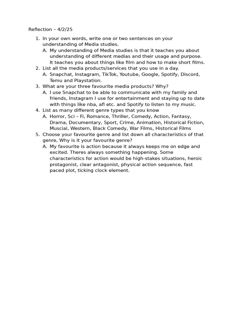 Media Reflection | PDF