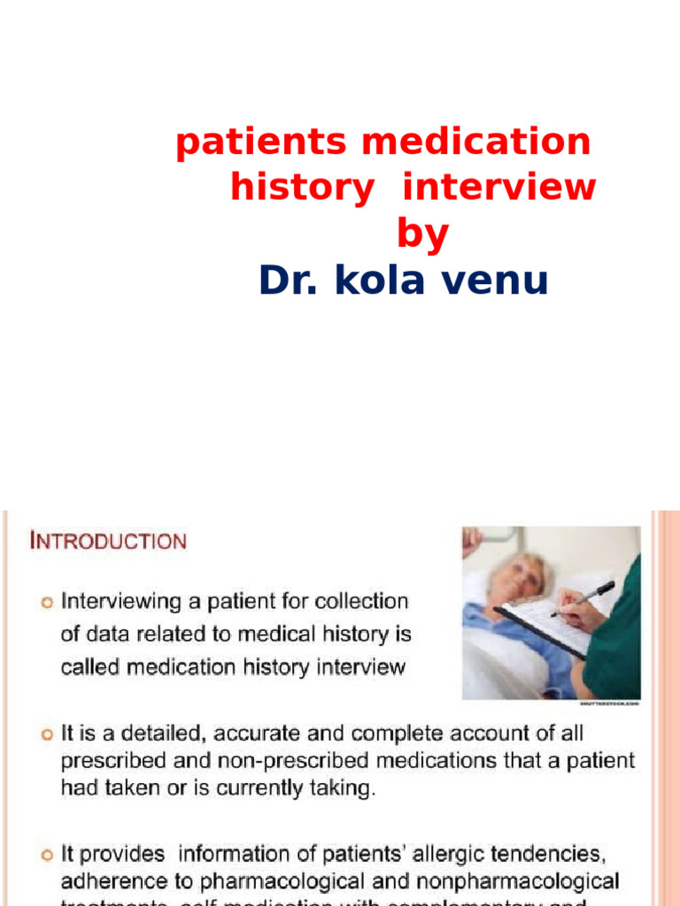 Medication History Interview Class | PDF