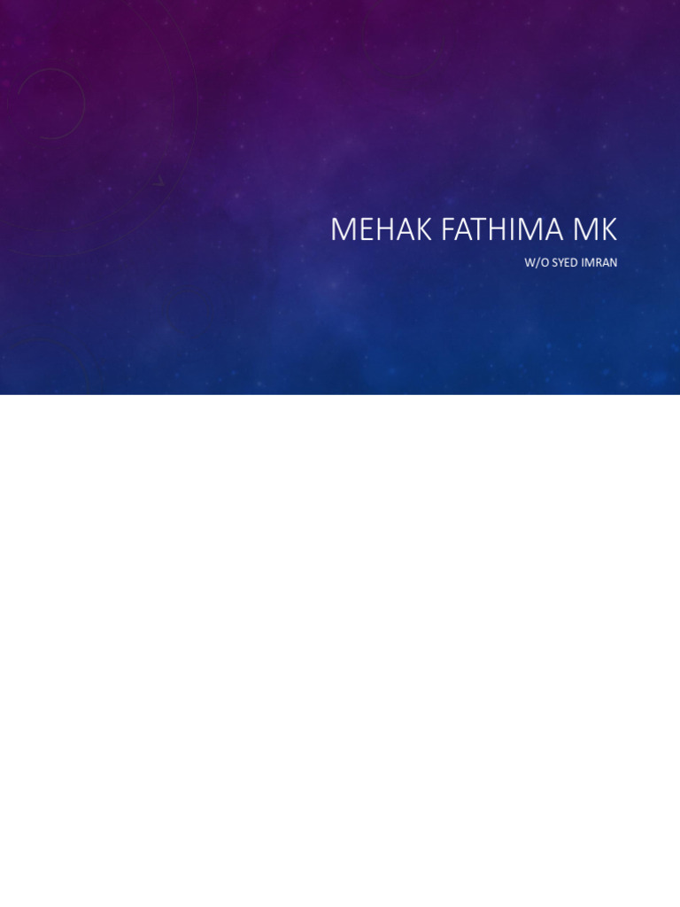 Mehak Fathima MK: W/O Syed Imran | PDF