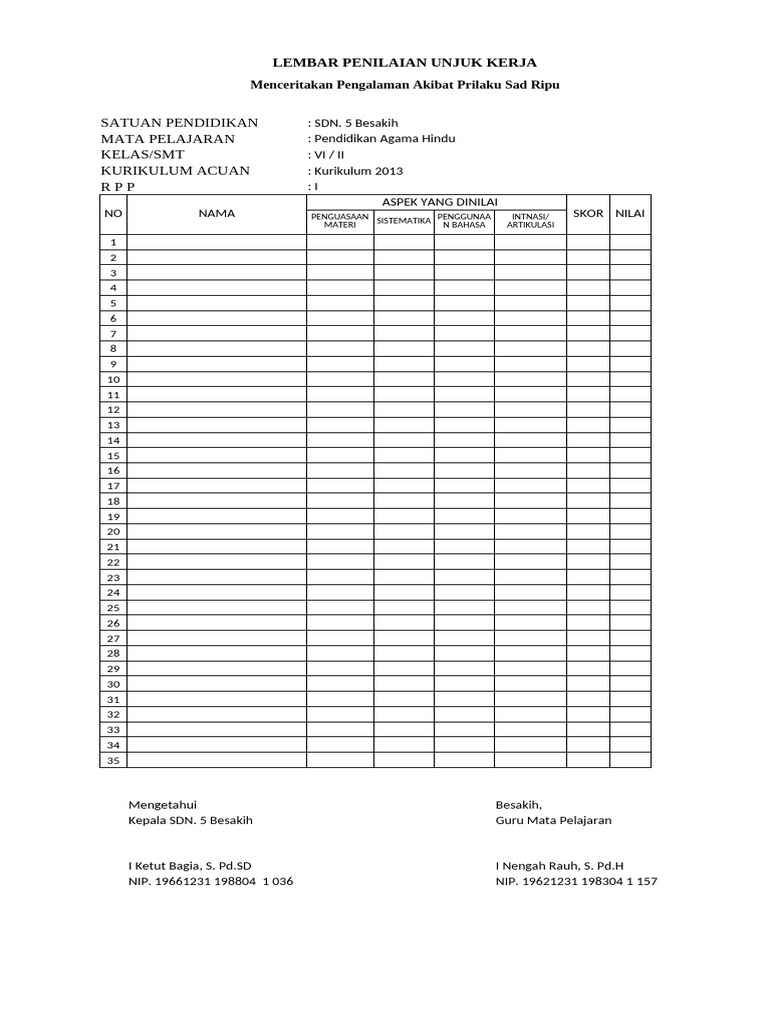 Lampiran Penilaian Ki - 4 | PDF