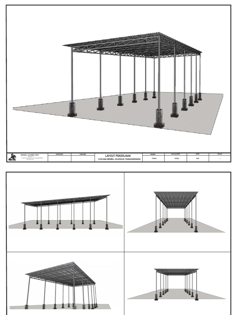 Layout Struktur Bangunan Baja Cucian Mobil Ciledug | PDF