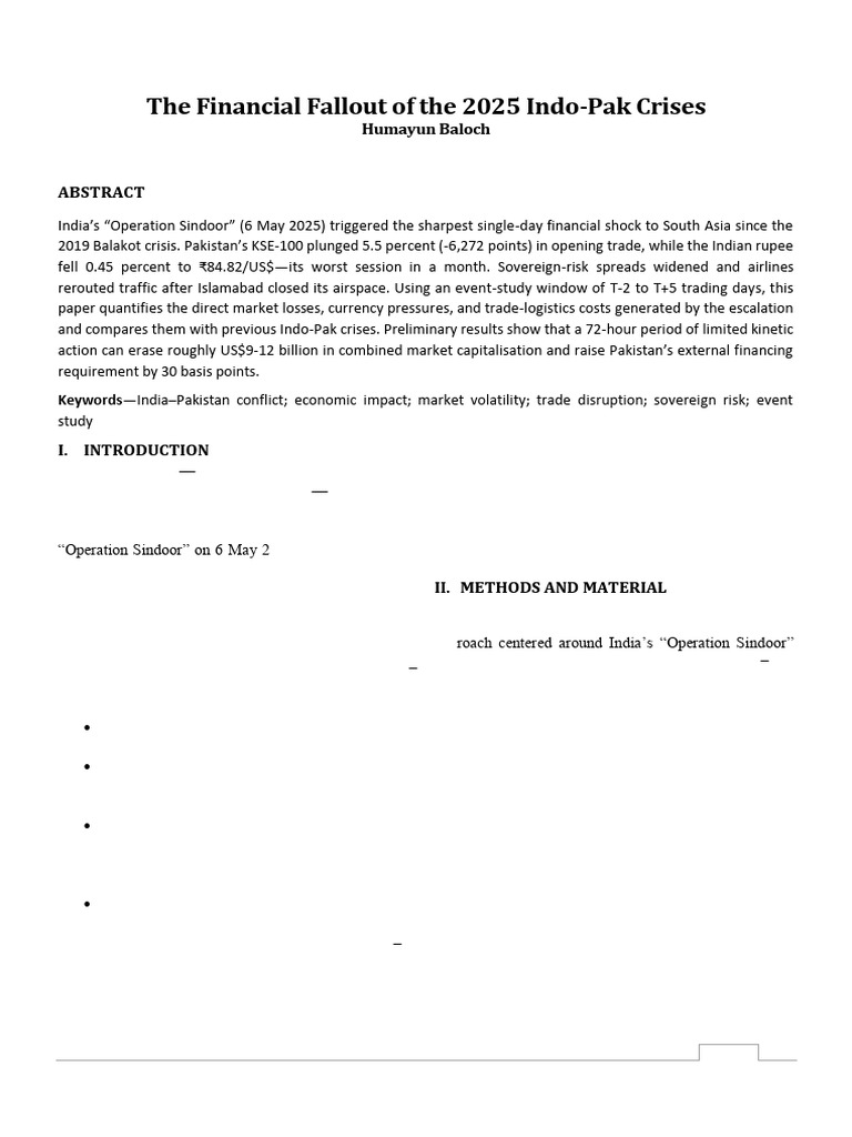 Financial Fallout of The 2025 Indo-Pak Conflict | PDF | Financial ...
