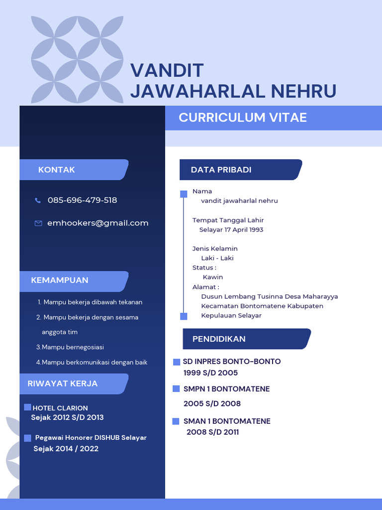 Ungu Minimalis Profesional CV Resume Daftar Riwayat Hidup | PDF