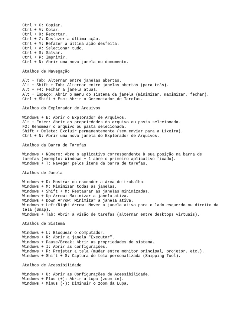 Atalhos Essenciais do Windows | PDF