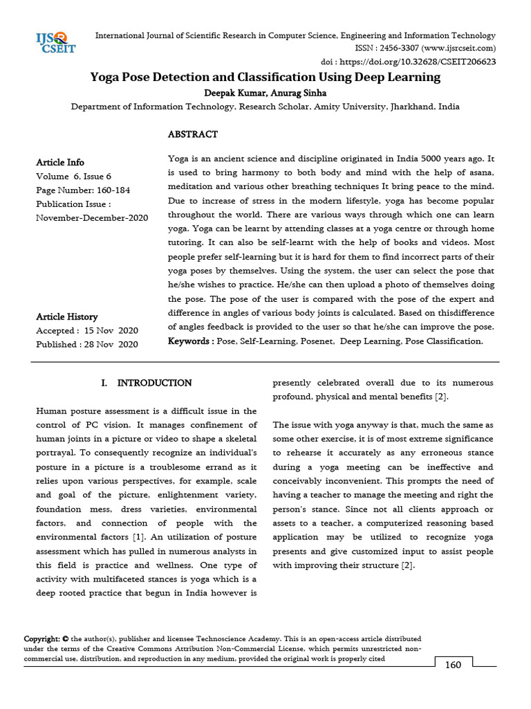 Yoga Pose Detection and Classification U | PDF | Asana | Applied ...