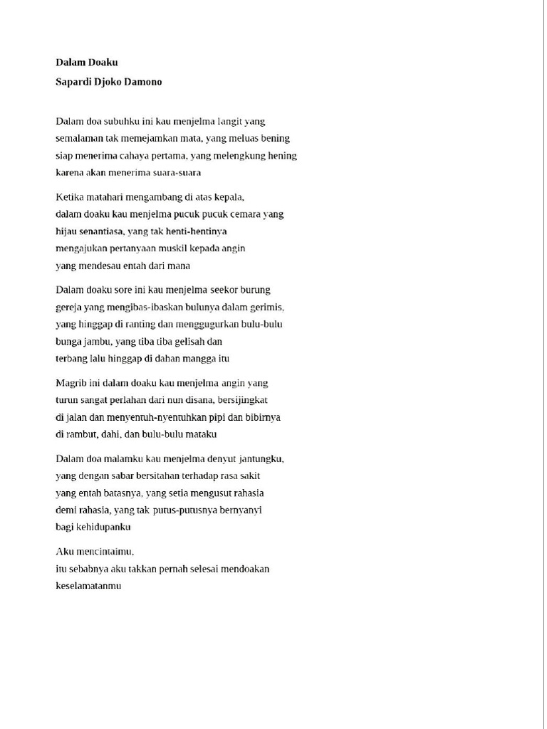 Puisi Dalam Doaku | PDF