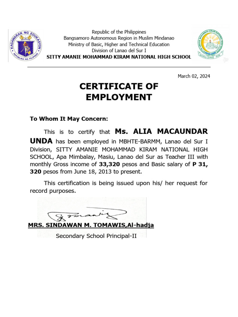 Certificate of Employment | PDF