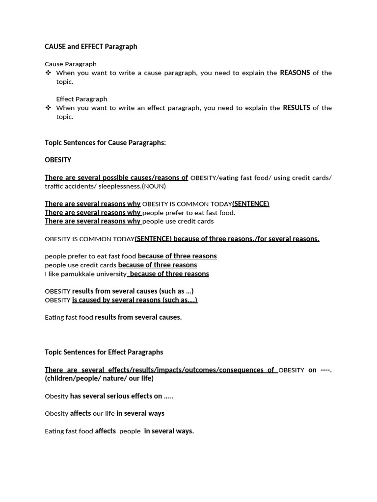Cause and Effcet Paragraph | PDF | Stress (Biology) | Psychology