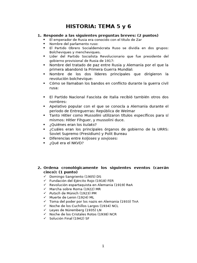 Cuestiones Temas 5-6 | PDF | Comunismo | Gran depresion