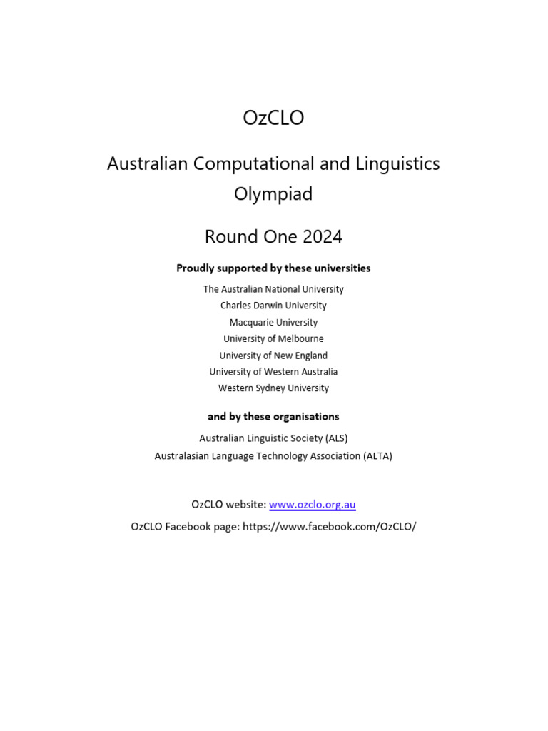 OzCLO2024 - R1 Online Question Book Final | PDF | Language Families ...