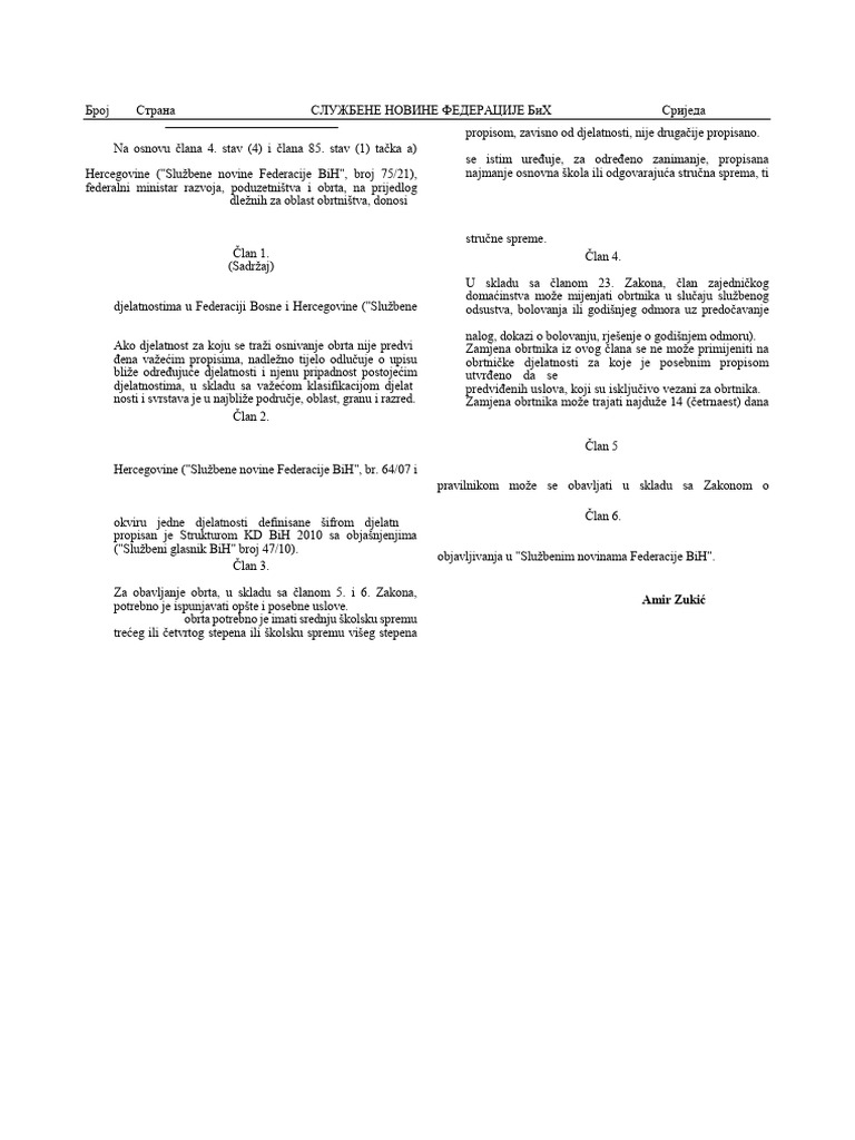 Pravilnik za obrtnike | PDF