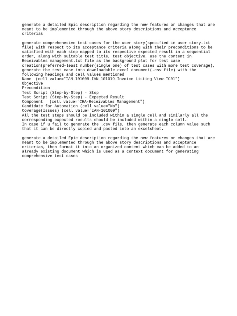 Epic Description and Test Case Creation | PDF