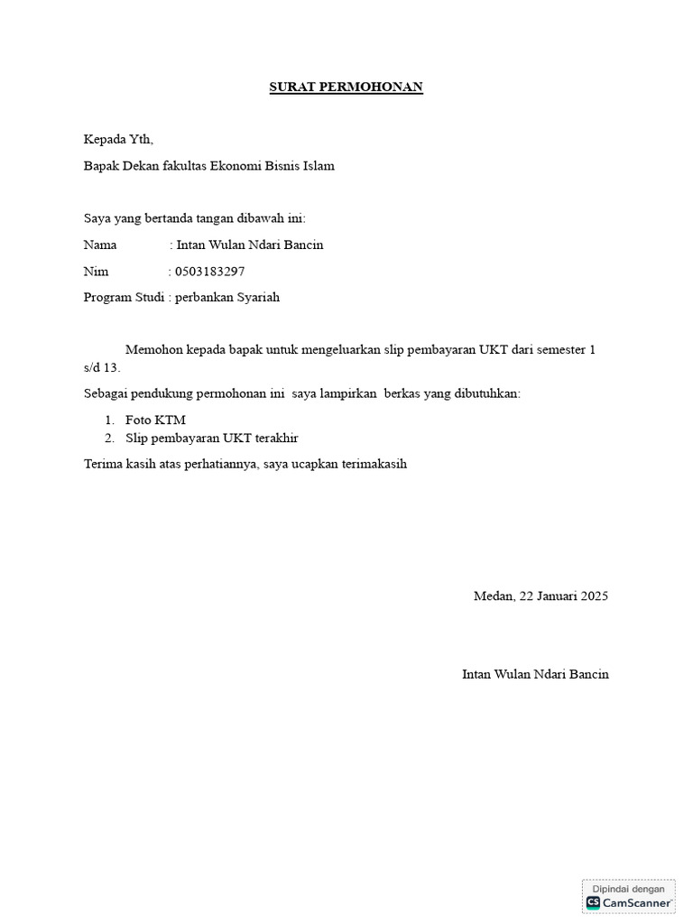 Surat Permohonan Ukt | PDF