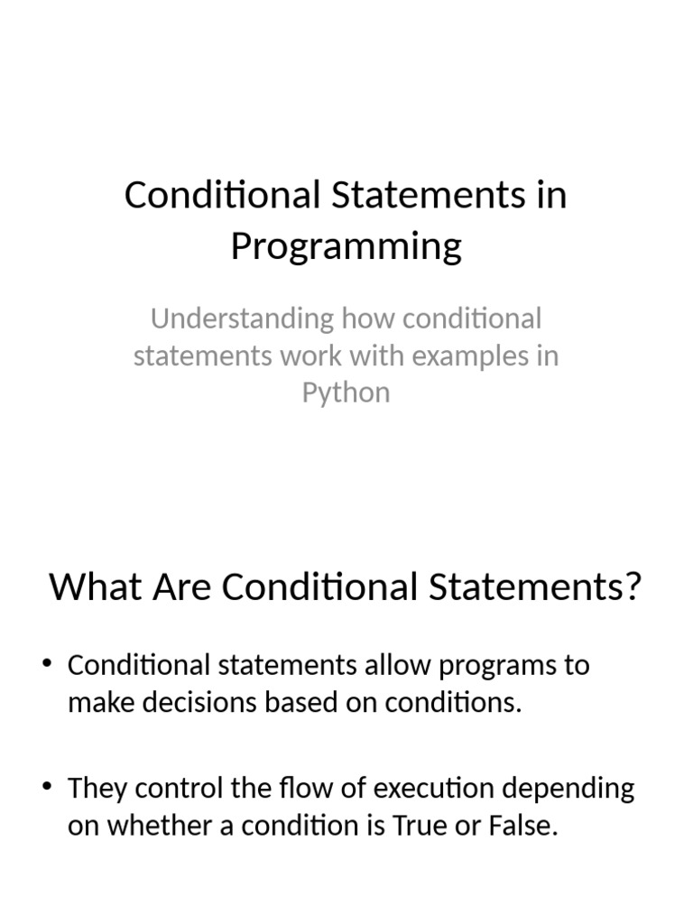 Conditional Statements Presentation | PDF