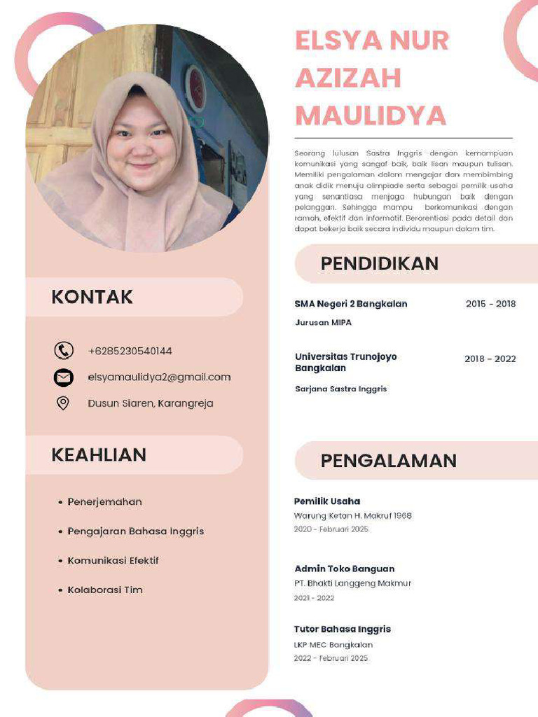 CV Elsya Nur Azizah Maulidya | PDF