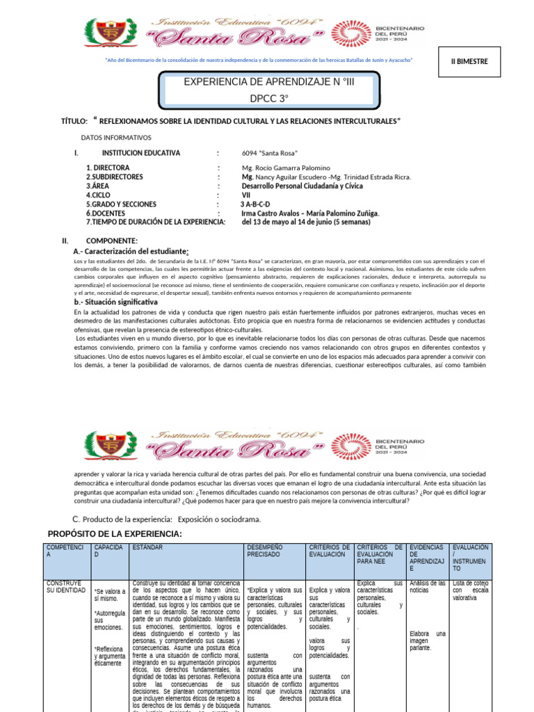 Unidad Iii - DPCC DPCC3 | PDF | Aprendizaje | Nación