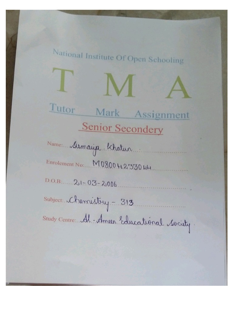 Chemistry —313 TMA | PDF