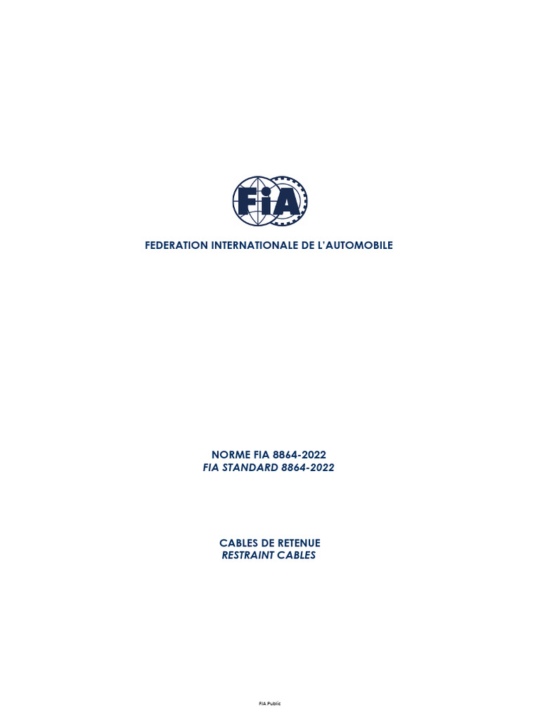 Norme FIA 8864-2022 : Câbles de Retenue | PDF