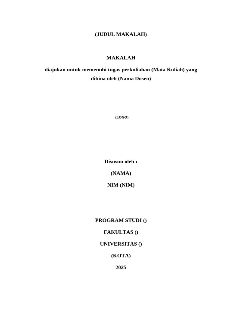 (Terbaru) Template Makalah Super Lengkap (DOWNLOAD File Ini Dan EDIT Di Microsoft Word) | PDF