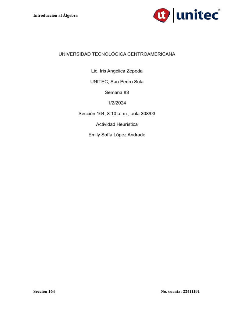 Actividad Heurística Evidencia - de Emily Sofía López Andrade | PDF