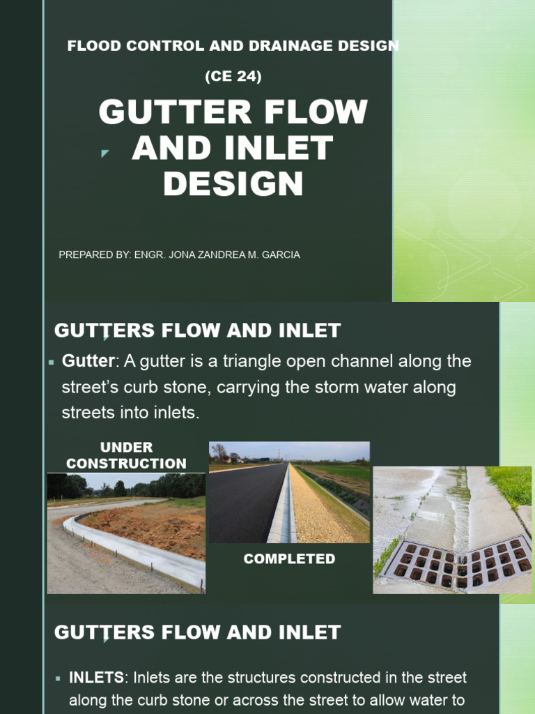 4 - Gutters and Inlets (Midterms) | PDF | Road | Storm Drain