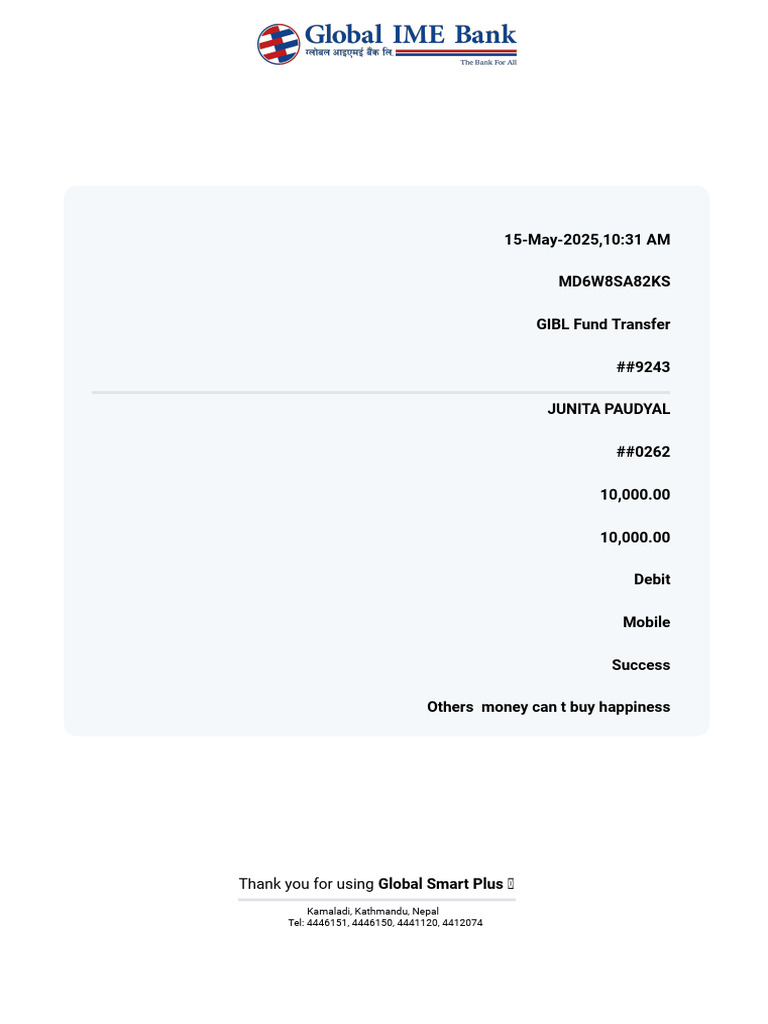 International Money Transfer Receipt | PDF