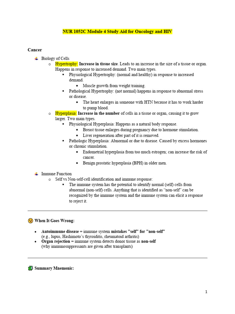 Oncology and HIV Study Aid Overview | PDF | Management Of Hiv/Aids ...