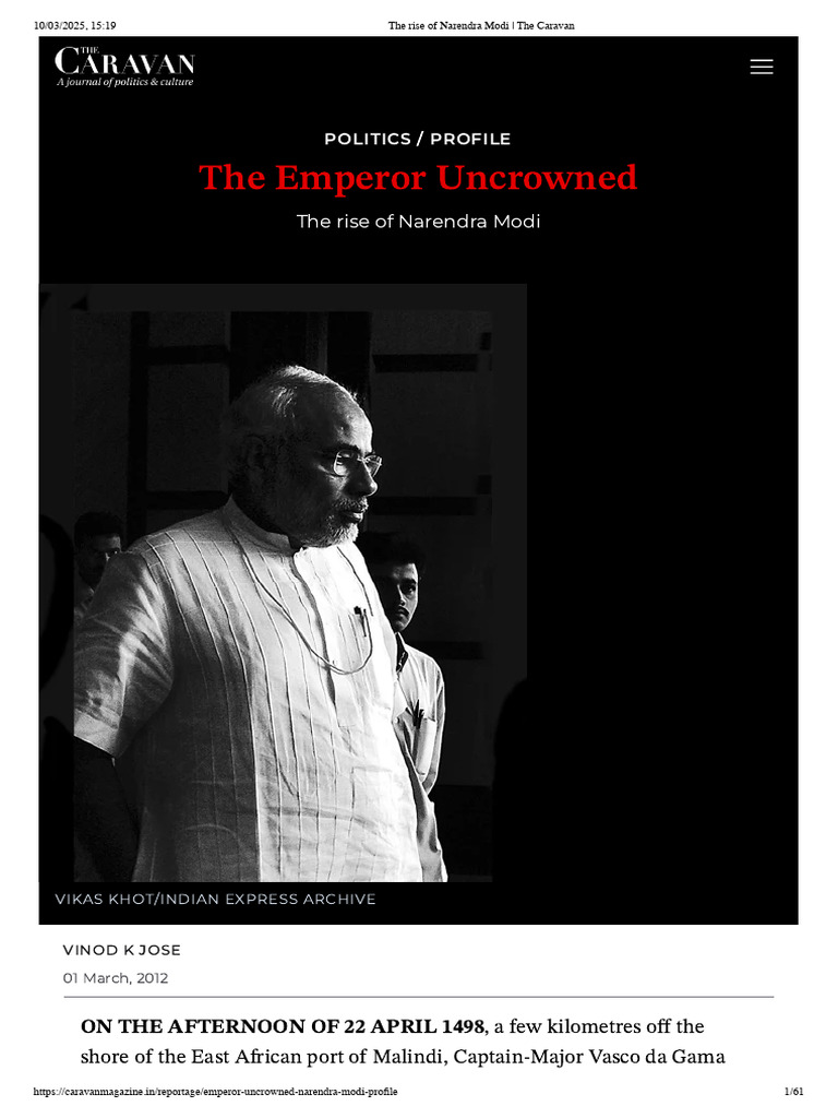 The rise of Narendra Modi _ The Caravan | PDF | Narendra Modi | Bharatiya Janata Party