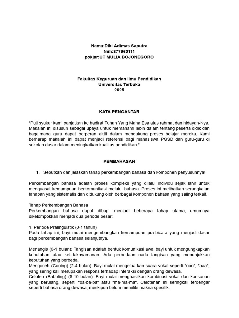 Nama-Diki Adimas Saputra Perkembangan | PDF