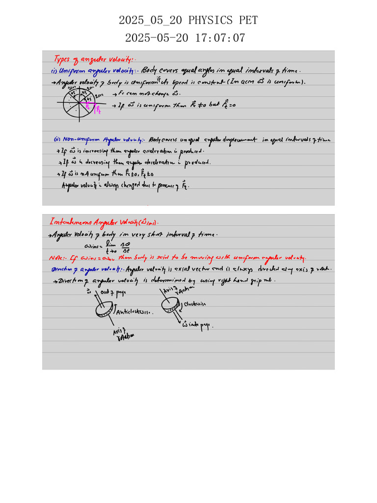 Angular Velocity and Tangential Velocity | PDF