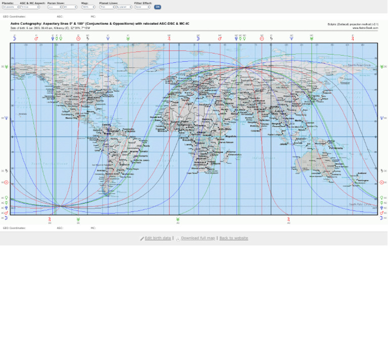 AstroCartography Online, Free Astro Map Astrology Calculator | PDF