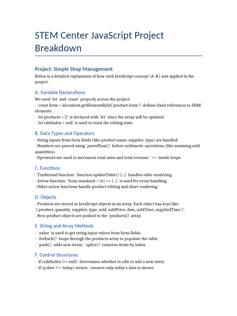 JS Concepts Breakdown Report | PDF