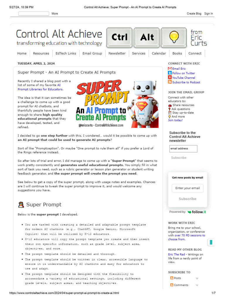 Control Alt Achieve - Super Prompt - An AI Prompt To Create AI Prompts | PDF | Artificial ...
