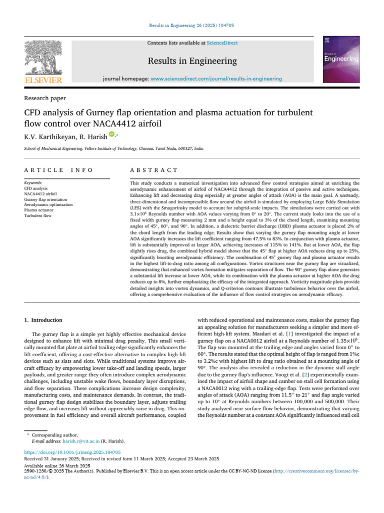 CFD Analysis of Gurney Flap Orientation and Plasma Actuation For Turbulent Flow Control Over ...