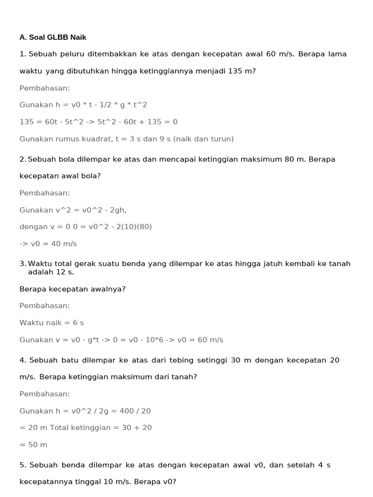 Soal GLBB Naik Turun Tingkat Lanjutan | PDF
