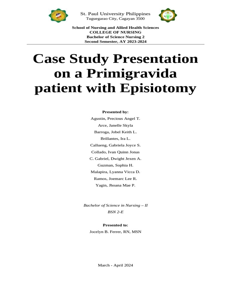 Episiotomy Case Study: Primigravida Patient | PDF | White Blood Cell ...
