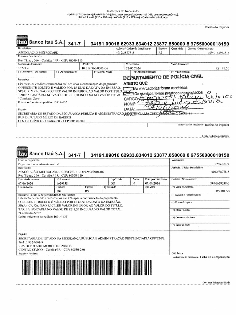 Boleto Metrocard Ariadny 2024 | PDF