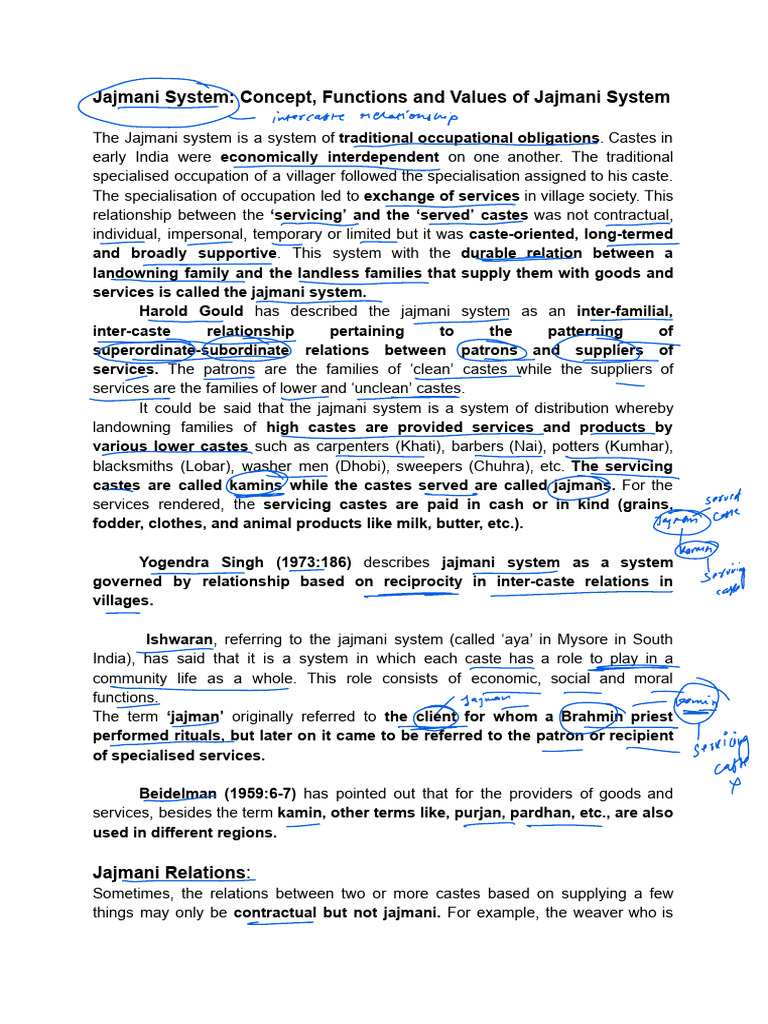 Jajmani System | PDF | Economies