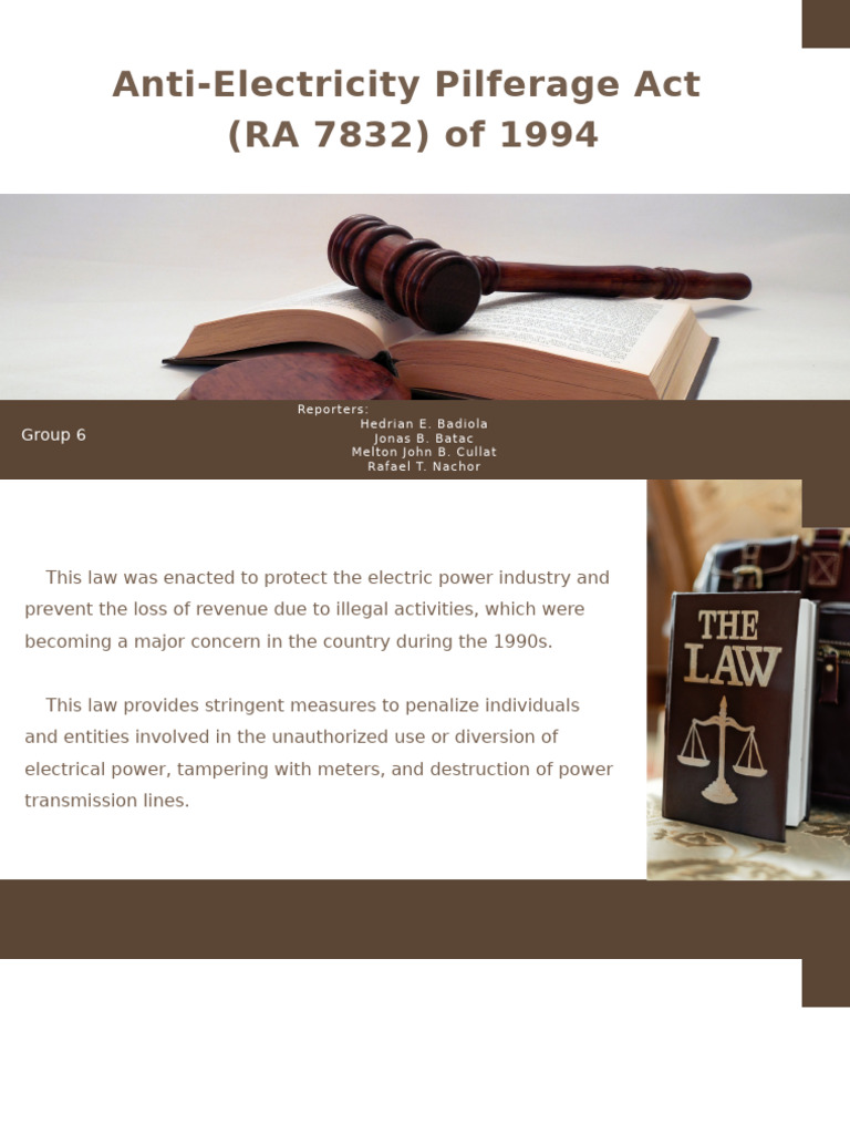 Anti-Electricity Pilferage Act Overview | PDF | Electric Power ...