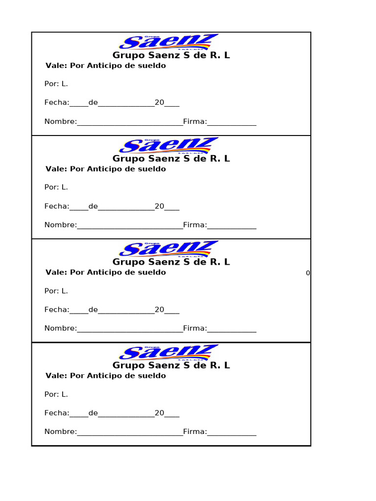 Formato de VALE | PDF