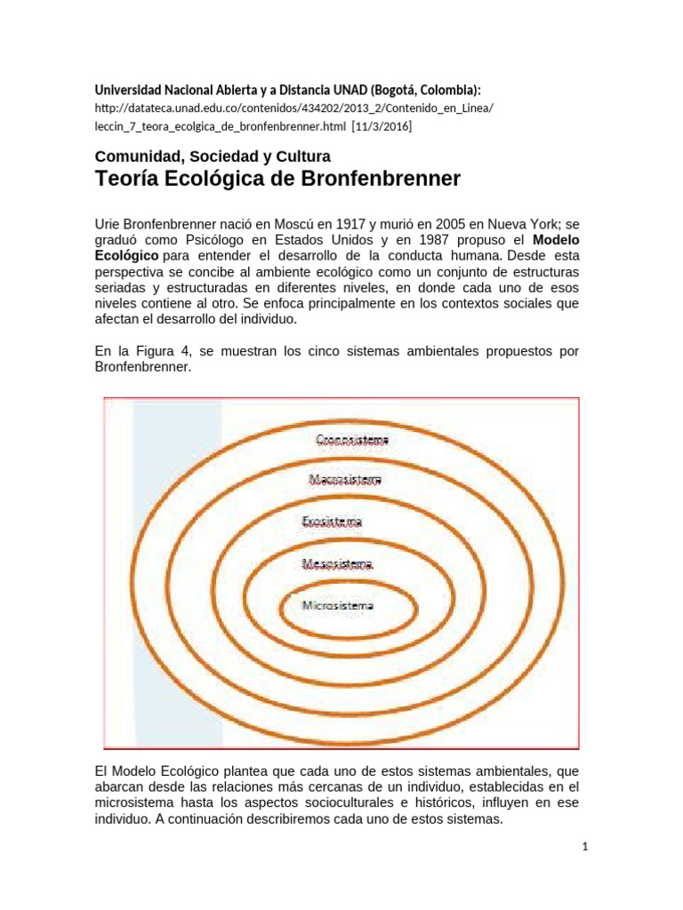Teoría Ecológica de Bronfenbrenner | PDF | Sicología | Estrés (biología)